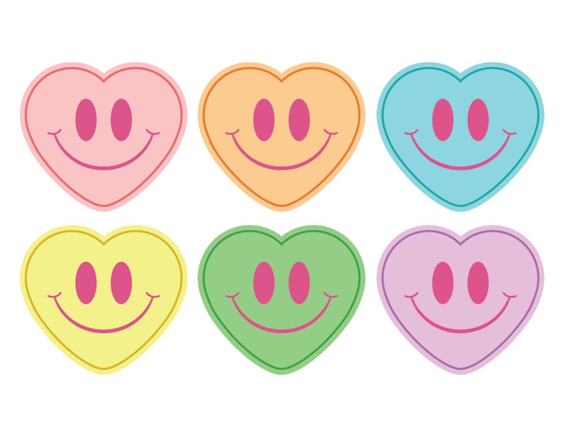 Conversation Heart Smiley Face SVG Bundle Conversation Heart - Etsy