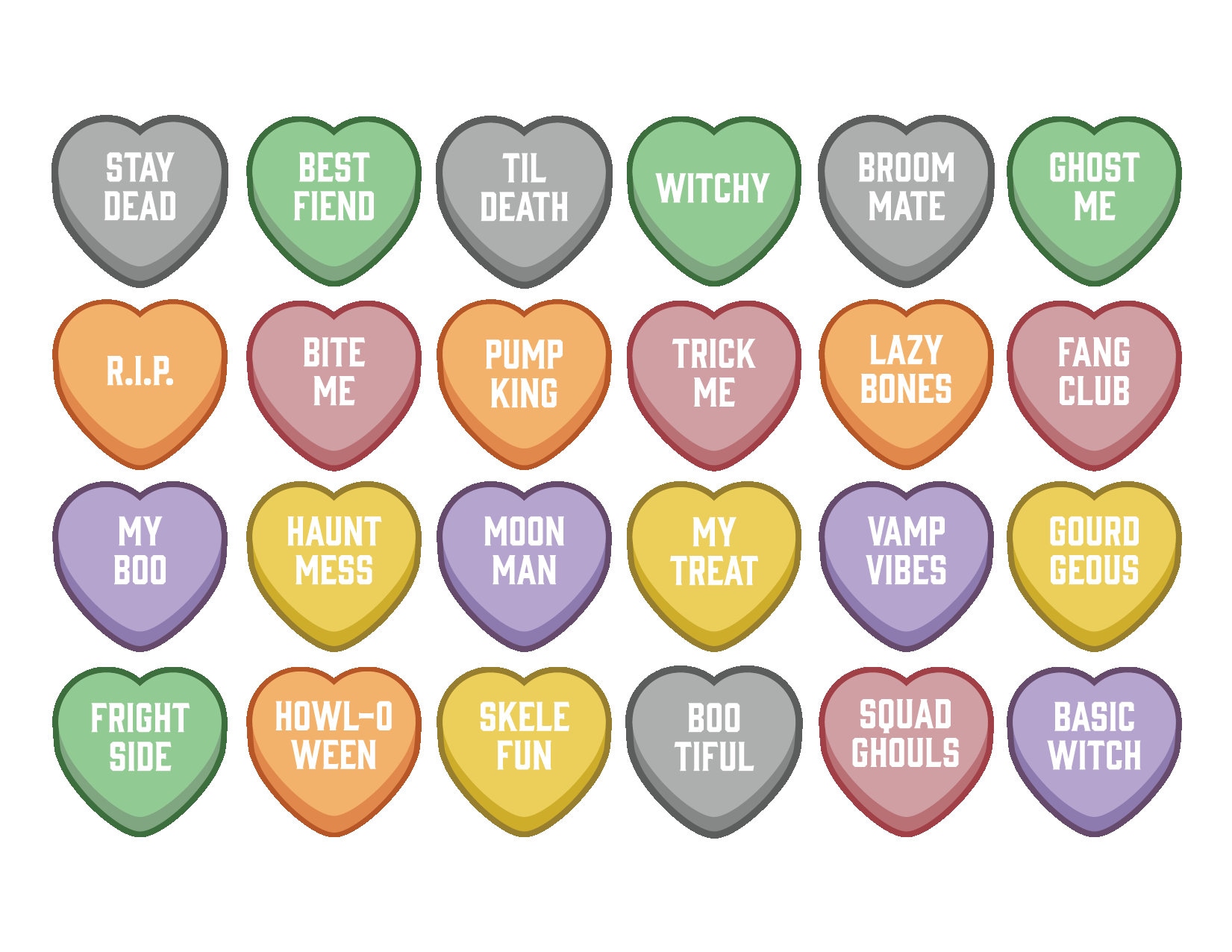 Gothic Valentine Conversation Heart SVG Bundle | Halloween Valentine ...