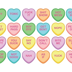24 Mean Candy Heart SVG Bundle | Valentine SVG | Valentine Heart ...