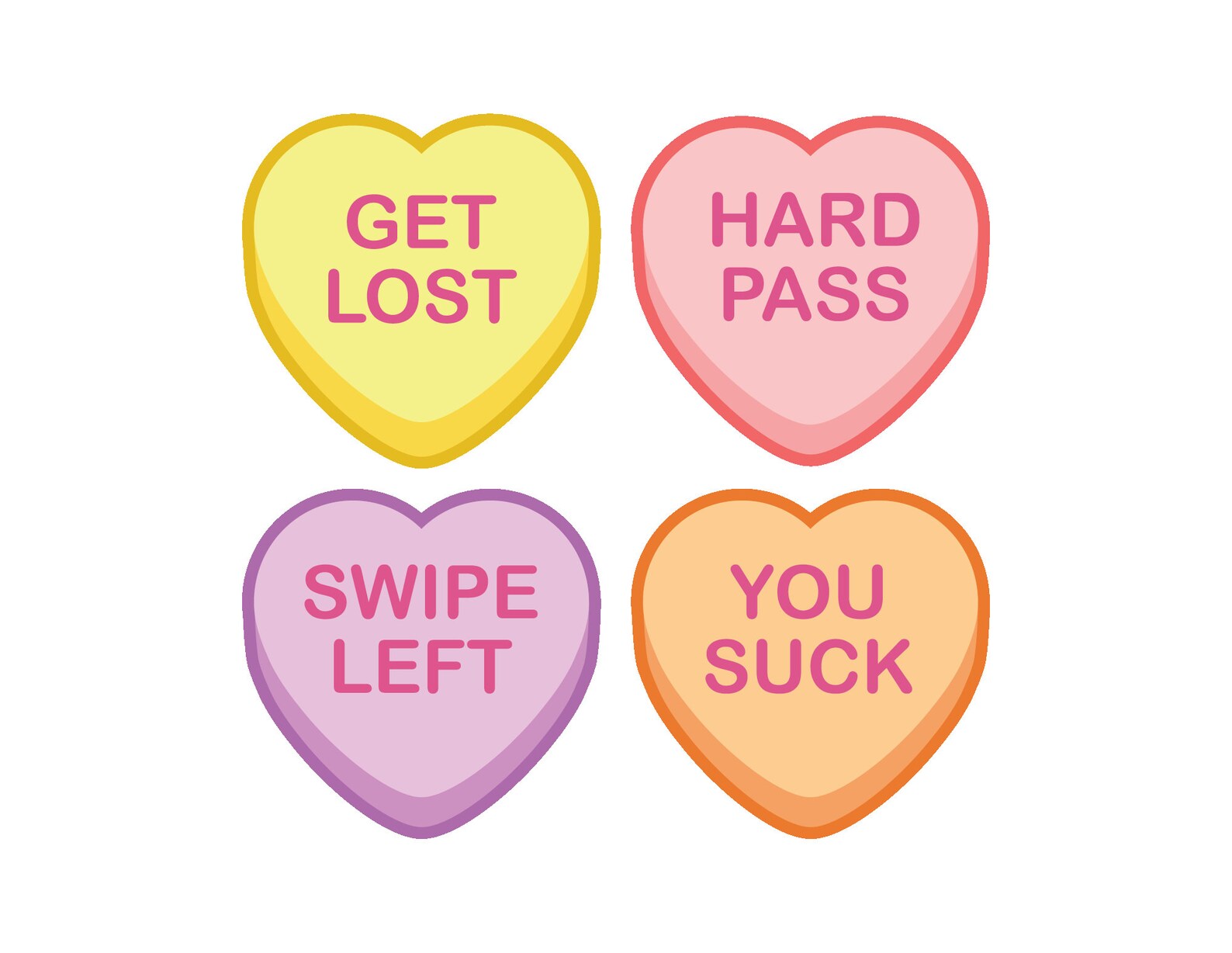 24 Mean Candy Heart SVG Bundle | Valentine SVG | Valentine Heart ...