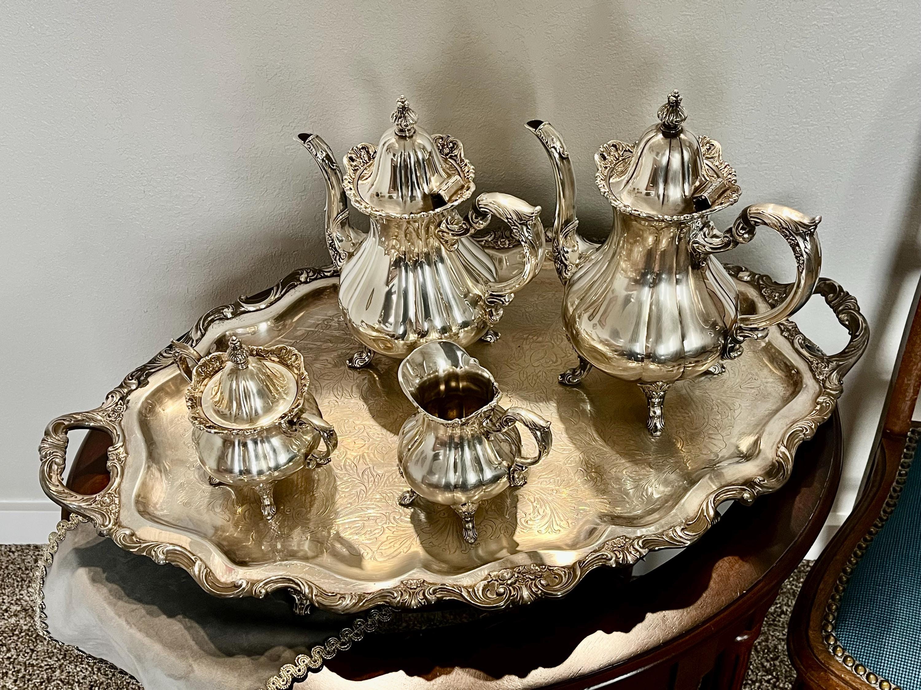 Stunning 5 Piece Heavy Tea Set by Wallace, 1200 Series Baroque Style - Etsy
