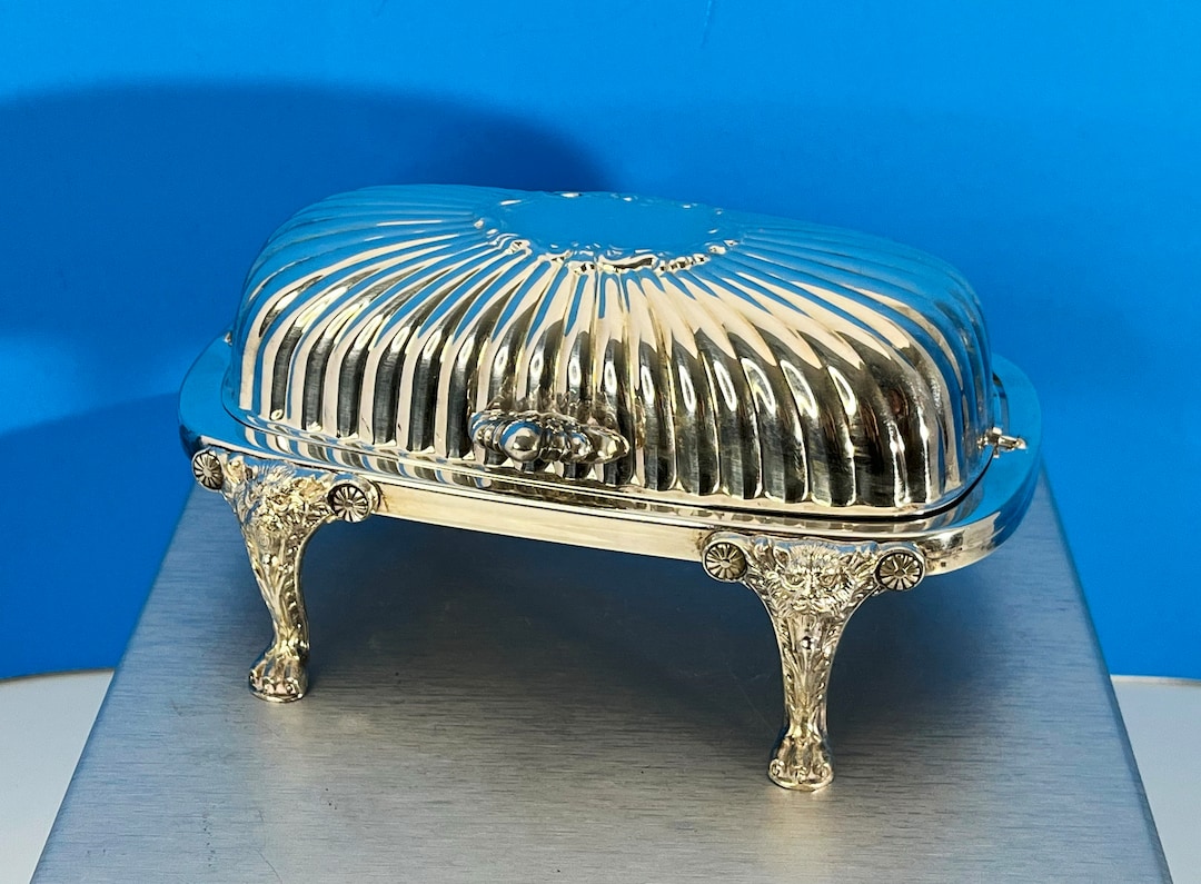 Roll Top Footed Silver Plate Butter Dish. - Etsy