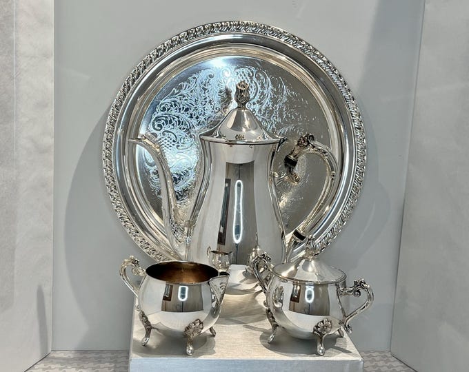 Leonard Footed Shiny Silver Plate Tea Set With Complementary Tray - Etsy
