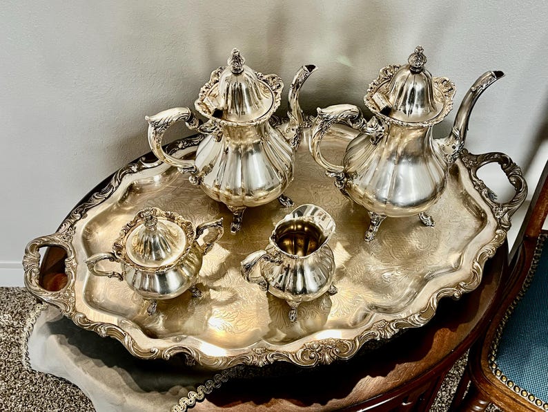 Stunning 5 Piece Heavy Tea Set by Wallace, 1200 Series Baroque Style - Etsy