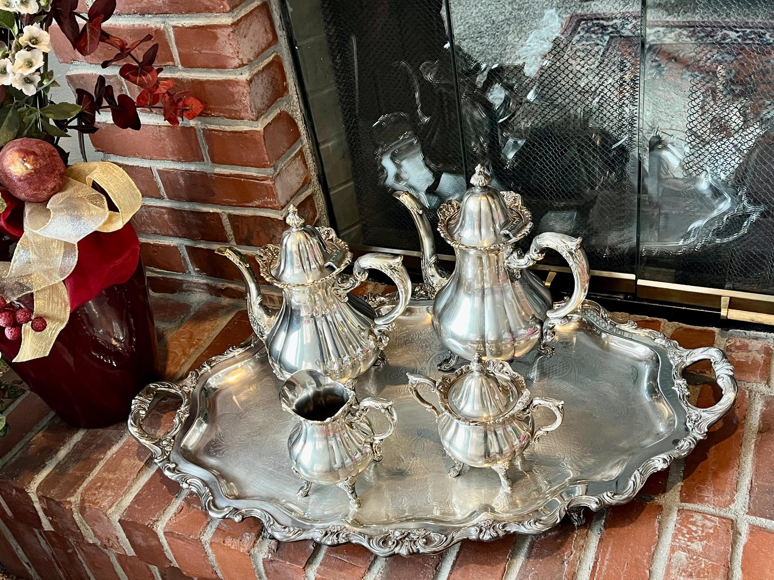 Stunning 5 Piece Heavy Tea Set by Wallace, 1200 Series Baroque Style - Etsy