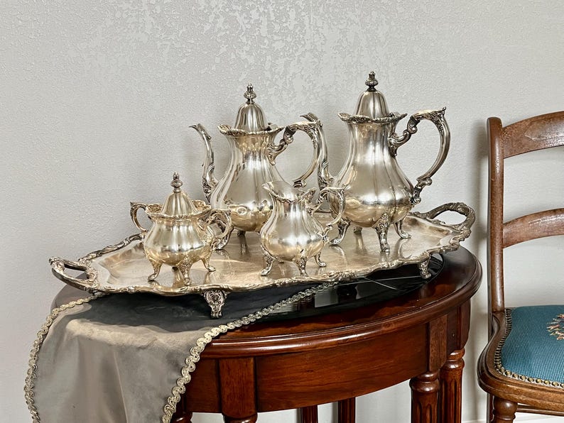 Stunning 5 Piece Heavy Tea Set by Wallace, 1200 Series Baroque Style - Etsy