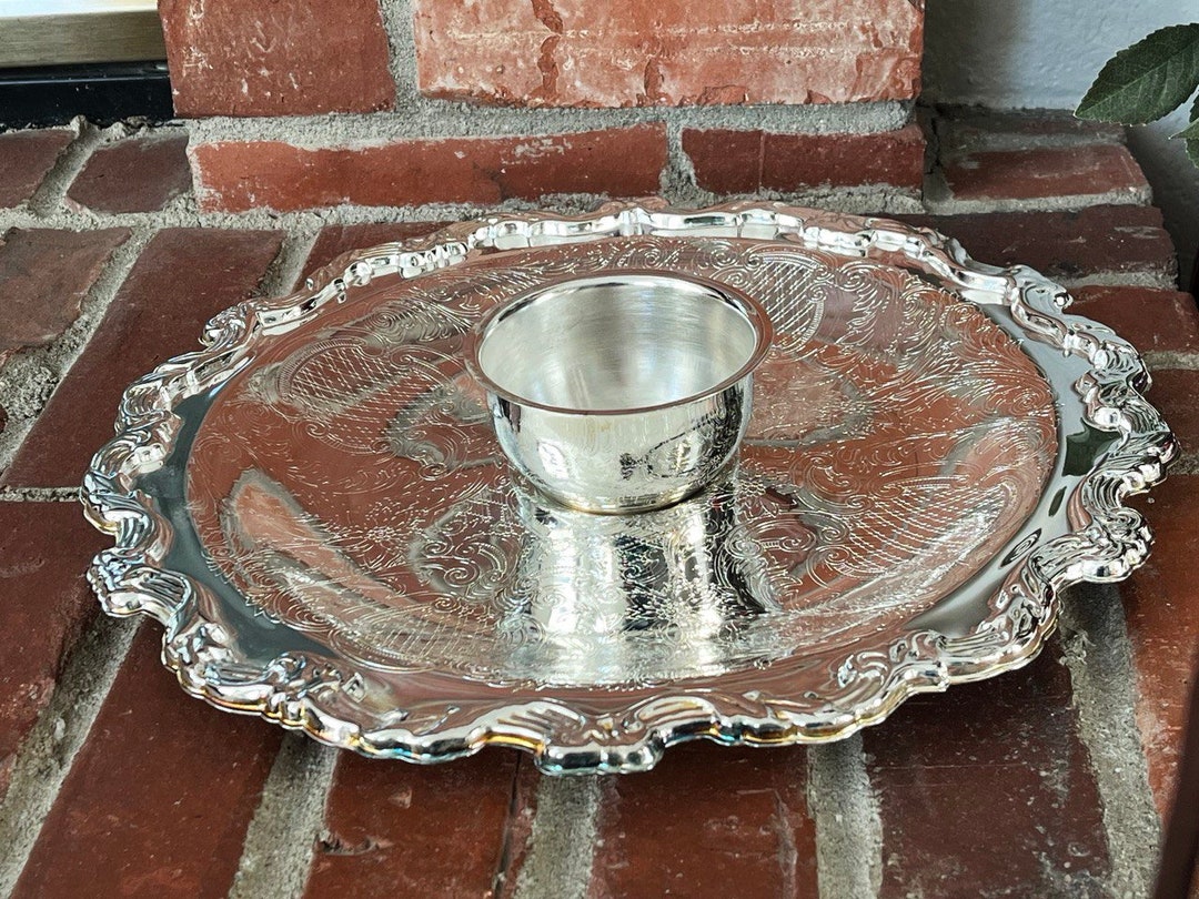 Vintage Shiny Silver Plate Chip and Dip Serving Tray. - Etsy