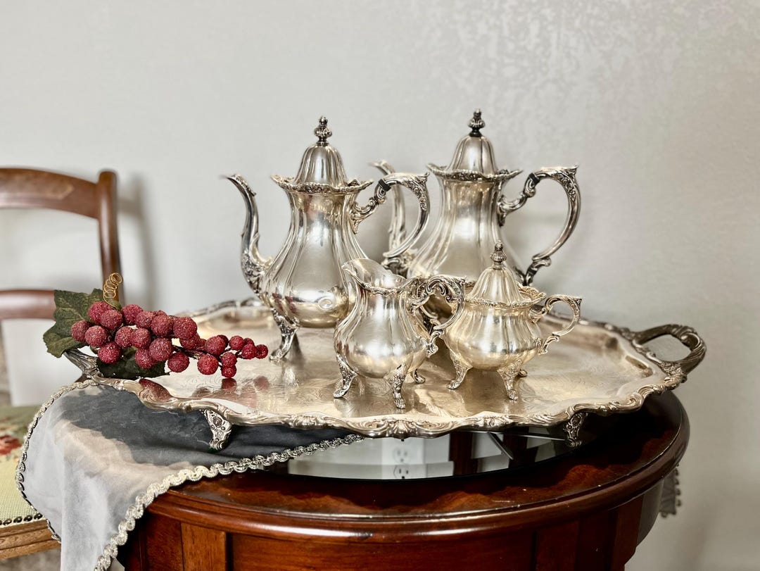 Stunning 5 Piece Heavy Tea Set by Wallace, 1200 Series Baroque Style - Etsy