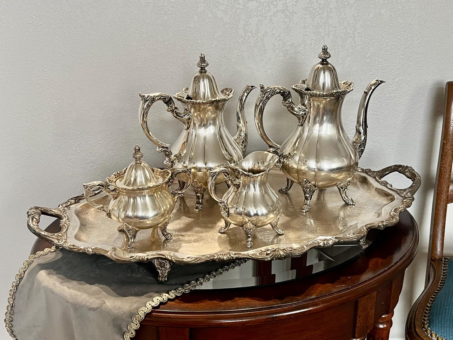 Stunning 5 Piece Heavy Tea Set by Wallace, 1200 Series Baroque Style - Etsy