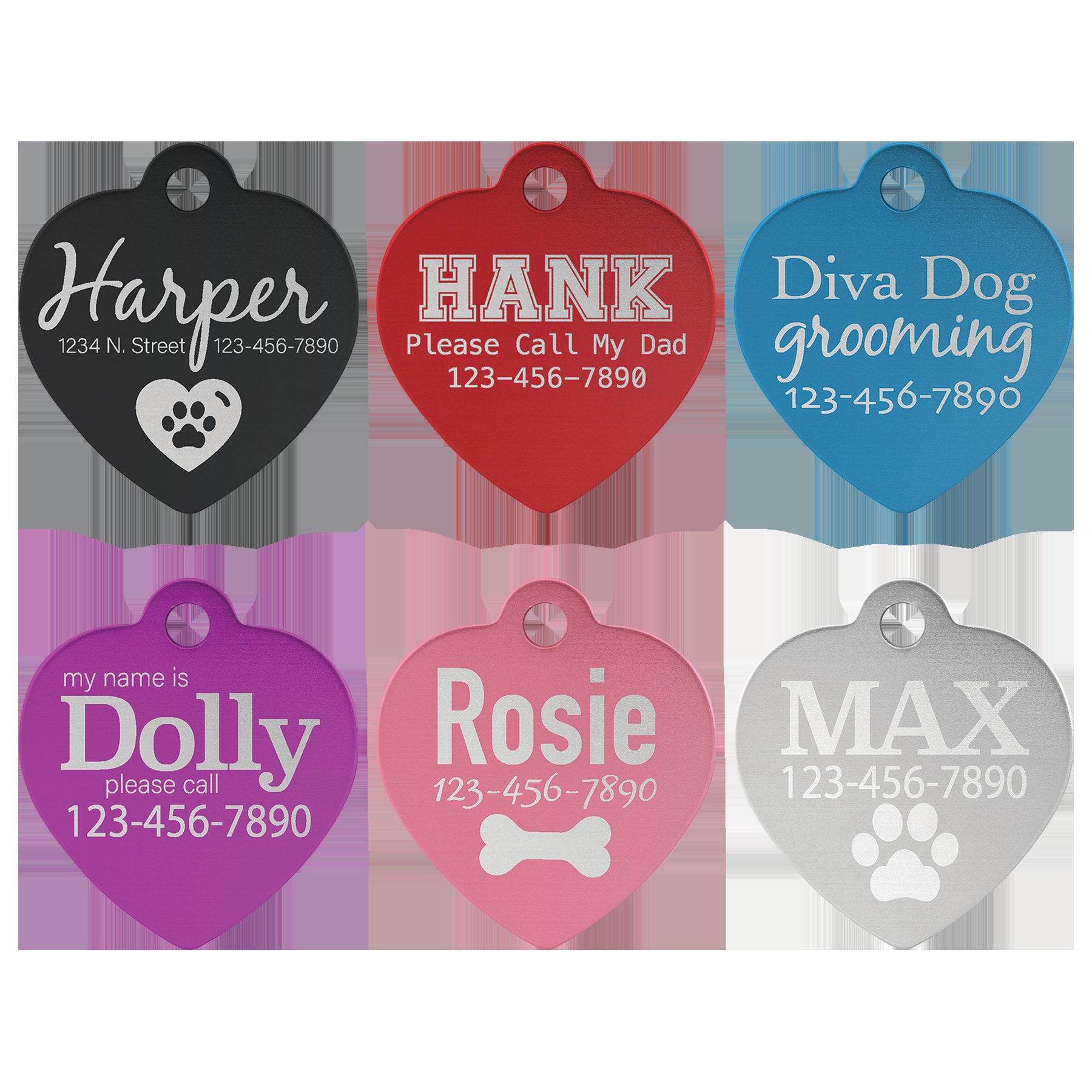 Heart Pet ID Tag | Custom Anodized Aluminum, Laser-engraved - Etsy