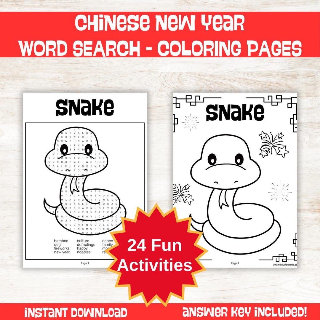 Kids Printable Chinese New Year Wordsearch, Year of the Snake, Print at ...