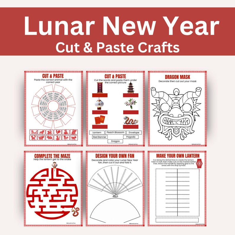 2025 Year of the Snake Chinese Lunar New Year Printable Activity Bundle ...