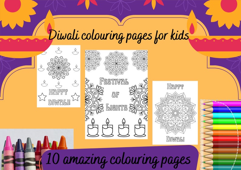 Printable Diwali Colouring Pages Downloadable Easy to Print Festival of ...