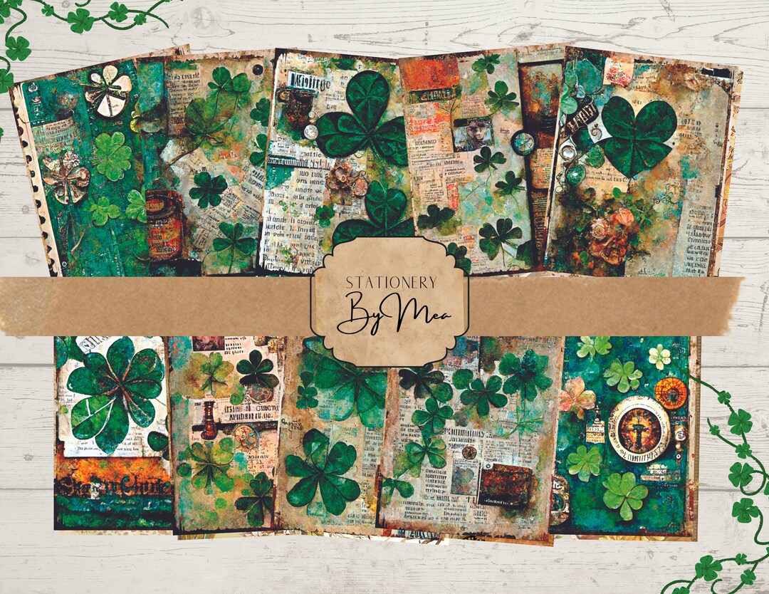 Grunge St Patricks Day Junk Journal Pages, Irish Scrapbooking ...