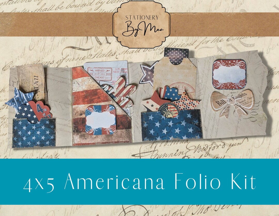 4th of July Junk Journal Kit, 4x5 Folio, Printable Pages, Patriotic ...