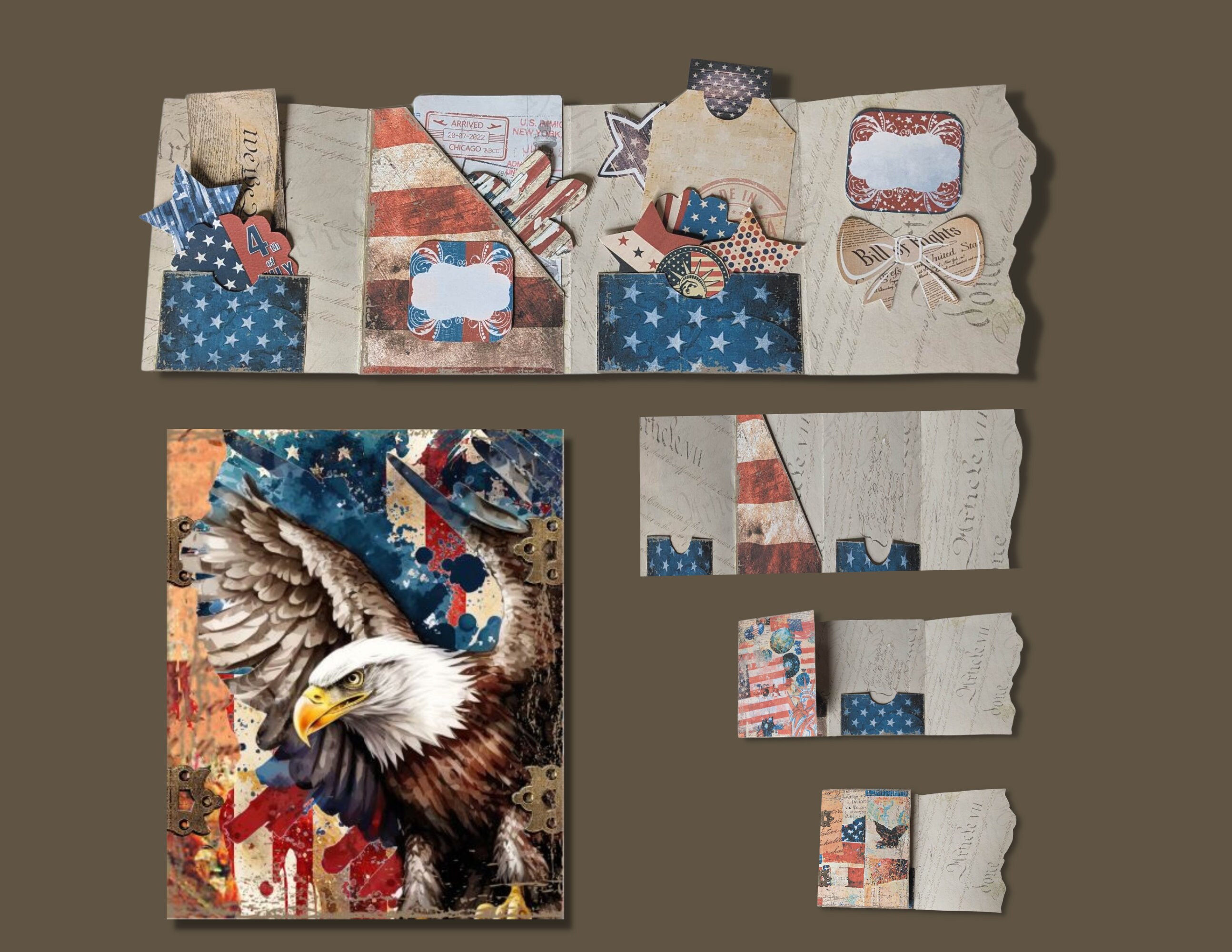 4th of July Junk Journal Kit, 4x5 Folio, Printable Pages, Patriotic ...