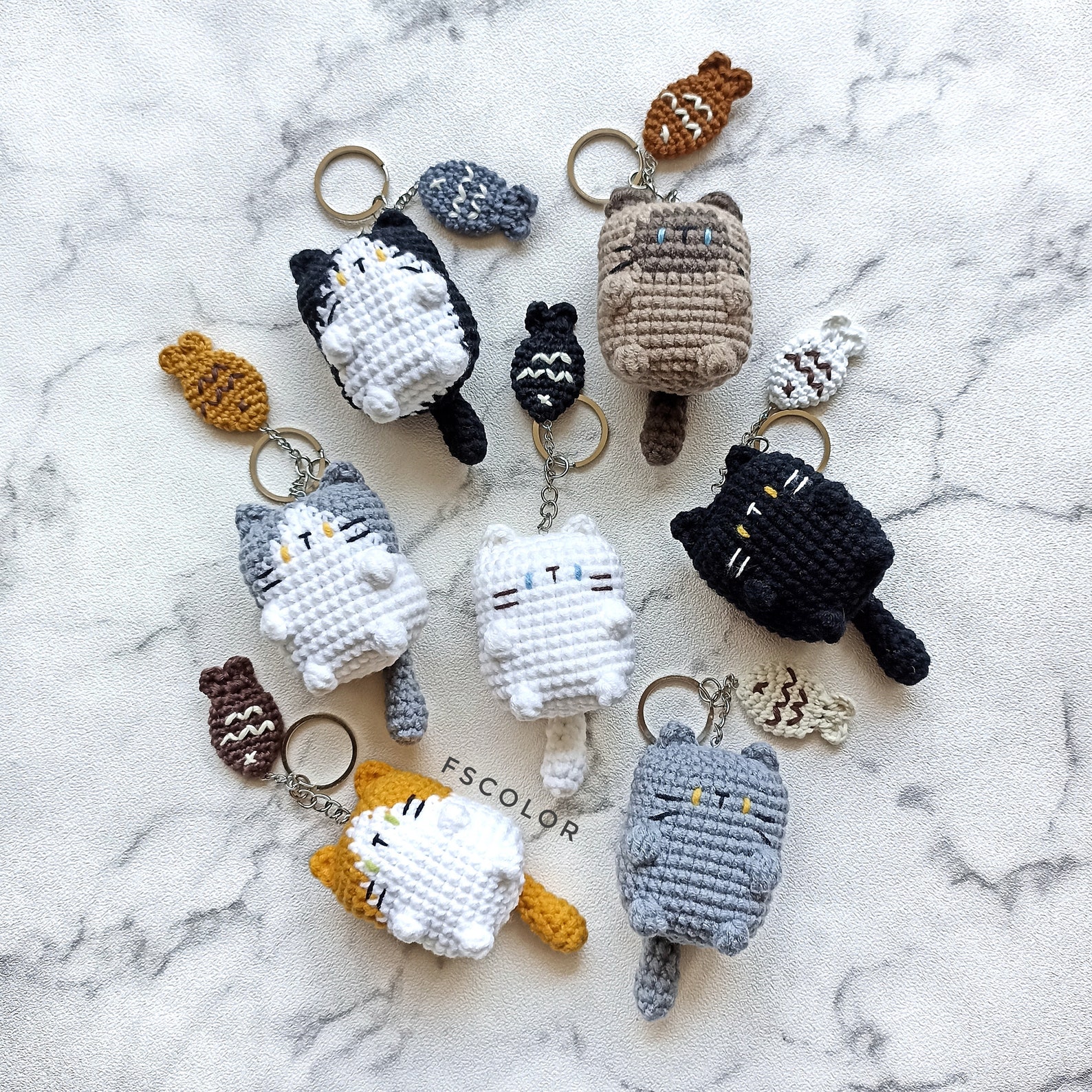 Handmade Tofu Cat Keychain Crochet Amigurumi Keychain Aesthetic Gift ...