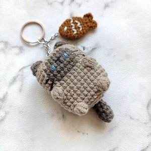 Handmade Tofu Cat Keychain Crochet Amigurumi Keychain Aesthetic Gift ...