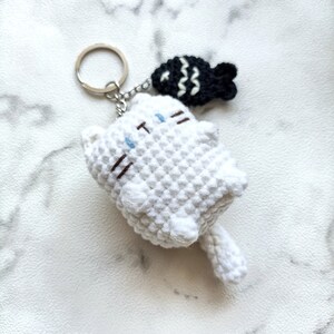 Handmade Tofu Cat Keychain Crochet Amigurumi Keychain Aesthetic Gift ...