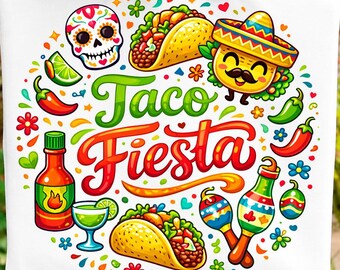 Taco Fiesta PNG, Cute Cinco De Mayo Design, Mexican Food Sublimation ...