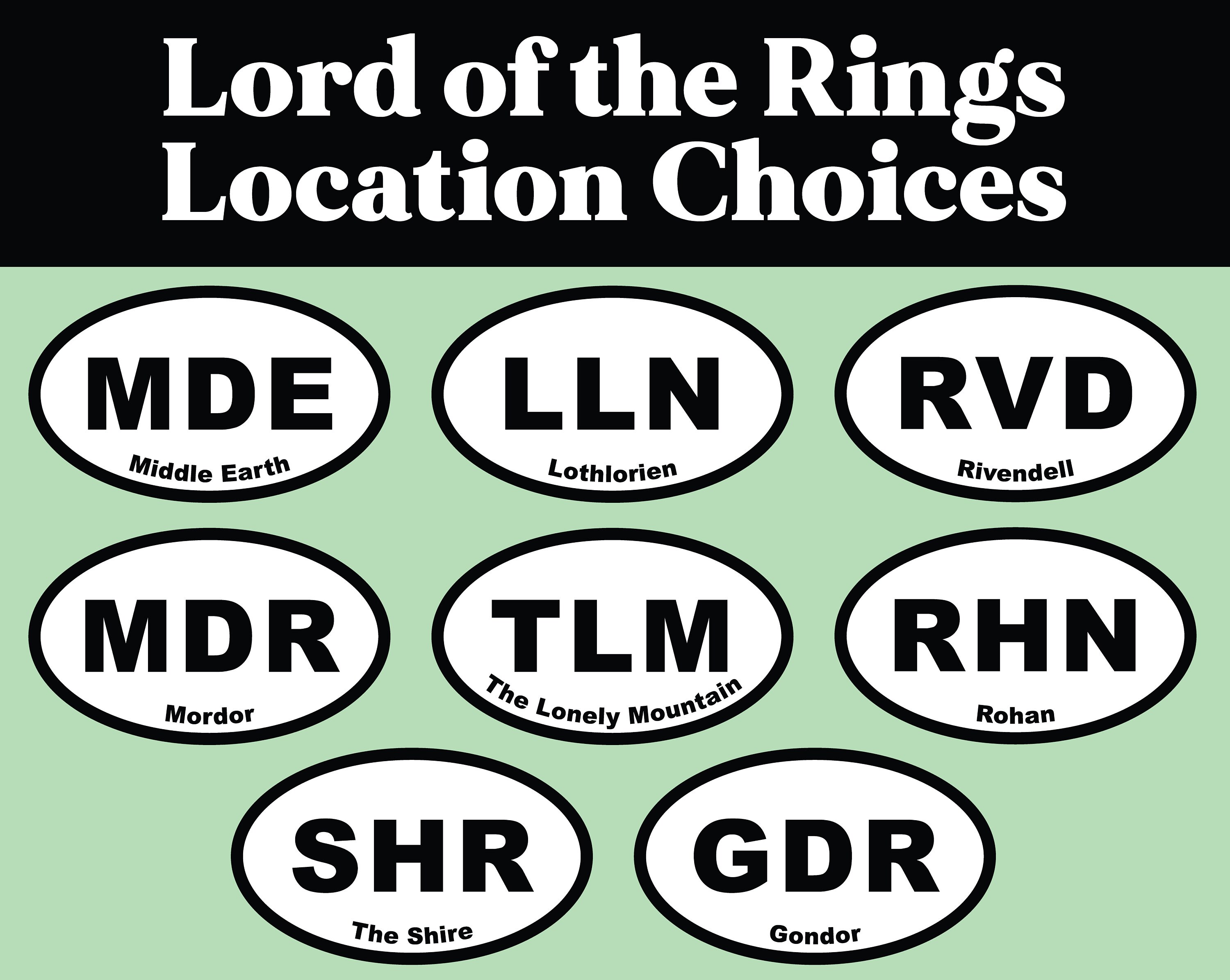 Lord of the Rings Bumper Sticker | Oval Location Window Decal - Etsy