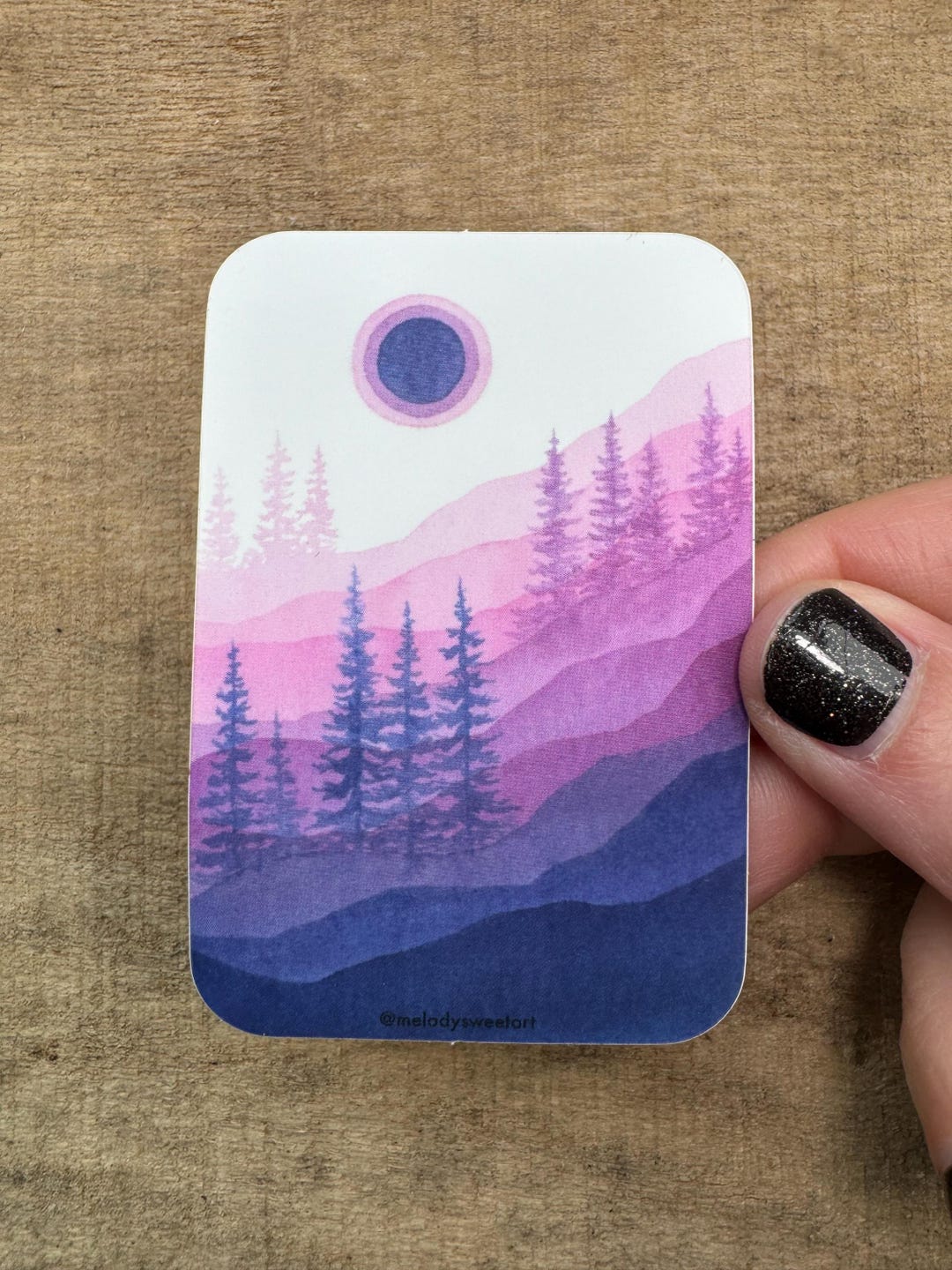 Watercolor Landscape Layers Sticker, Matte, Vinyl, Waterproof Measures ...