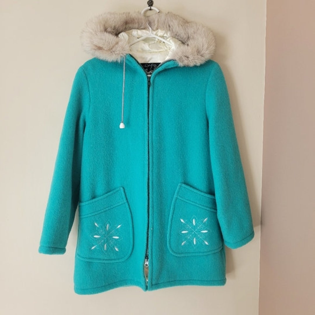 Vintage Northern Inuit Style Wool Parka With Real Fur Trim and Outer ...