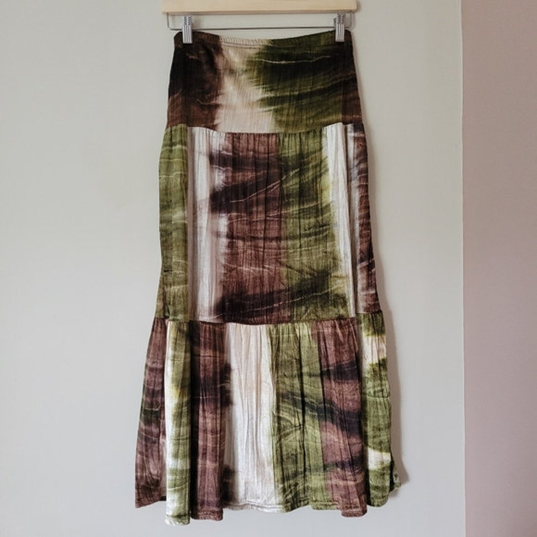 Vintage 90s Earth Tone Patchwork Velvet Tiered Long Midi Dress Grunge ...