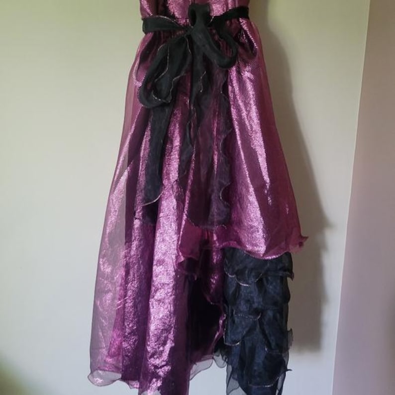 Vintage 80s Punk Rock Princess Metallic Pink Prom Formal Dress Organza ...