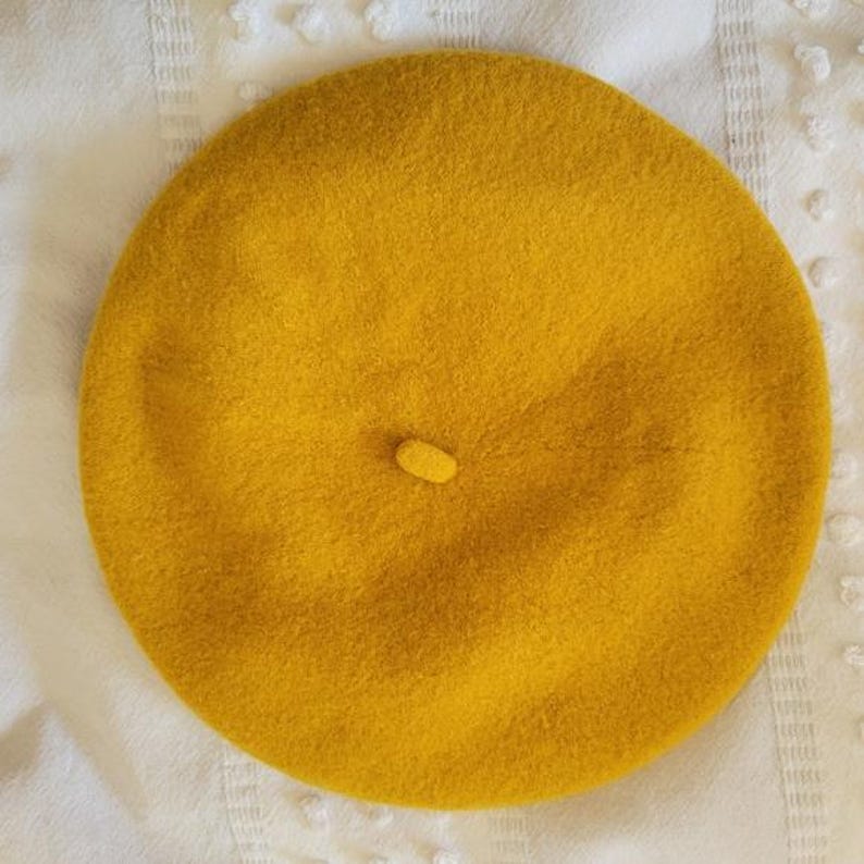 Vintage Women's Mustard Yellow Felt Wool Beret Hat - Etsy