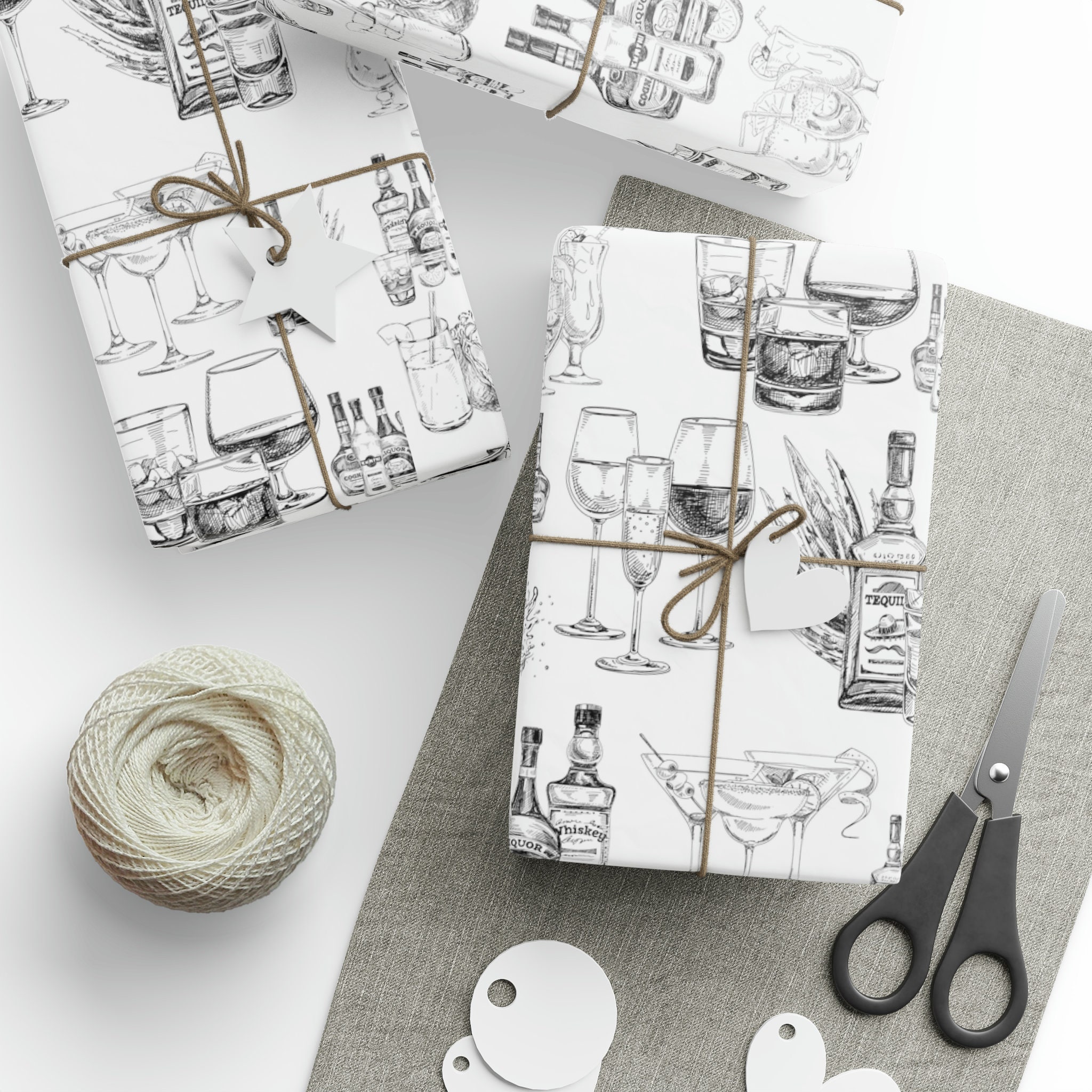 Bourbon Whiskey Cocktail Wrapping Paper, Bar Cart Wrapping Paper ...