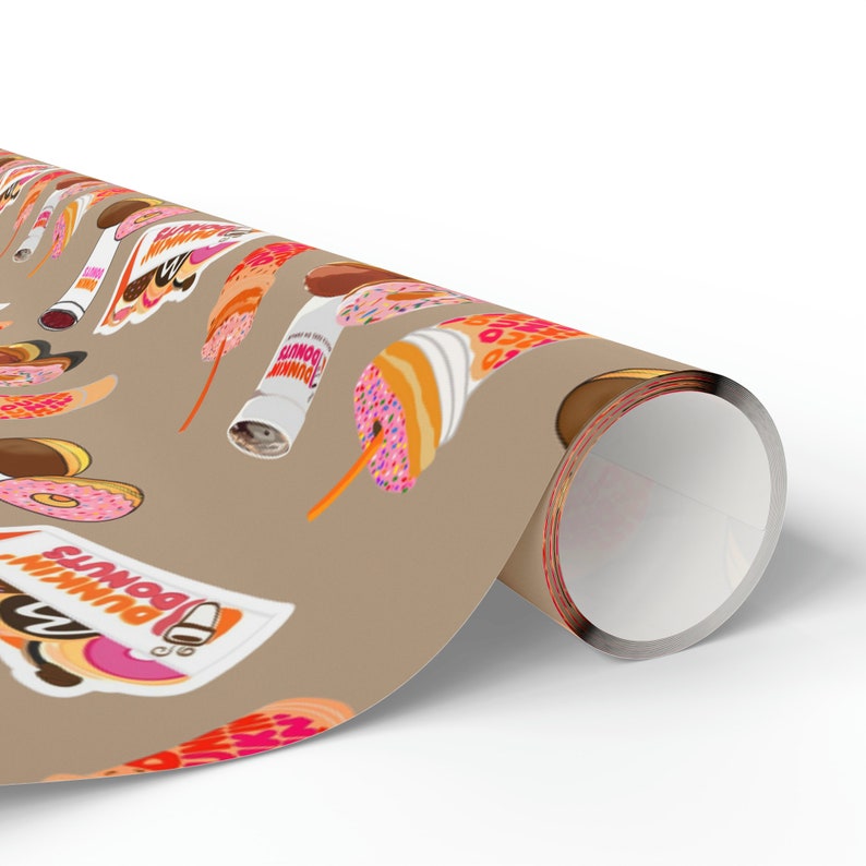 Dunkin Donuts Wrapping Paper, Running on Dunkin, Iced Coffee Gift Wrap ...