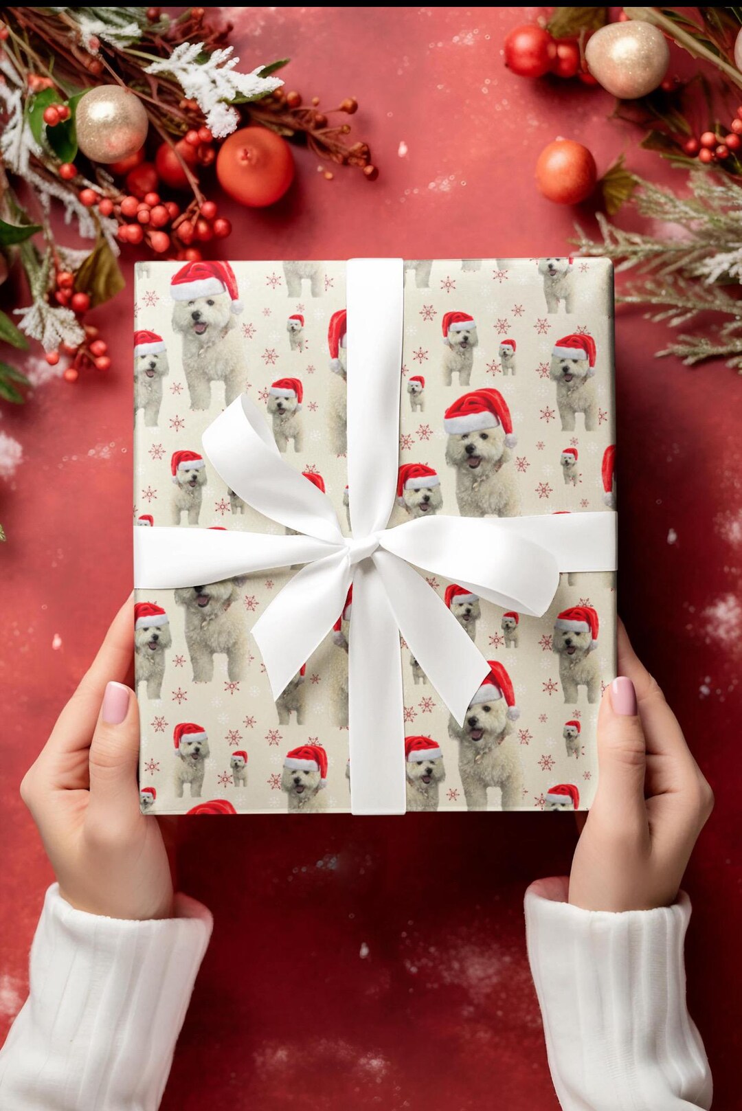 Pet Custom Christmas Gift Wrapping Paper, Puppy Custom Christmas ...