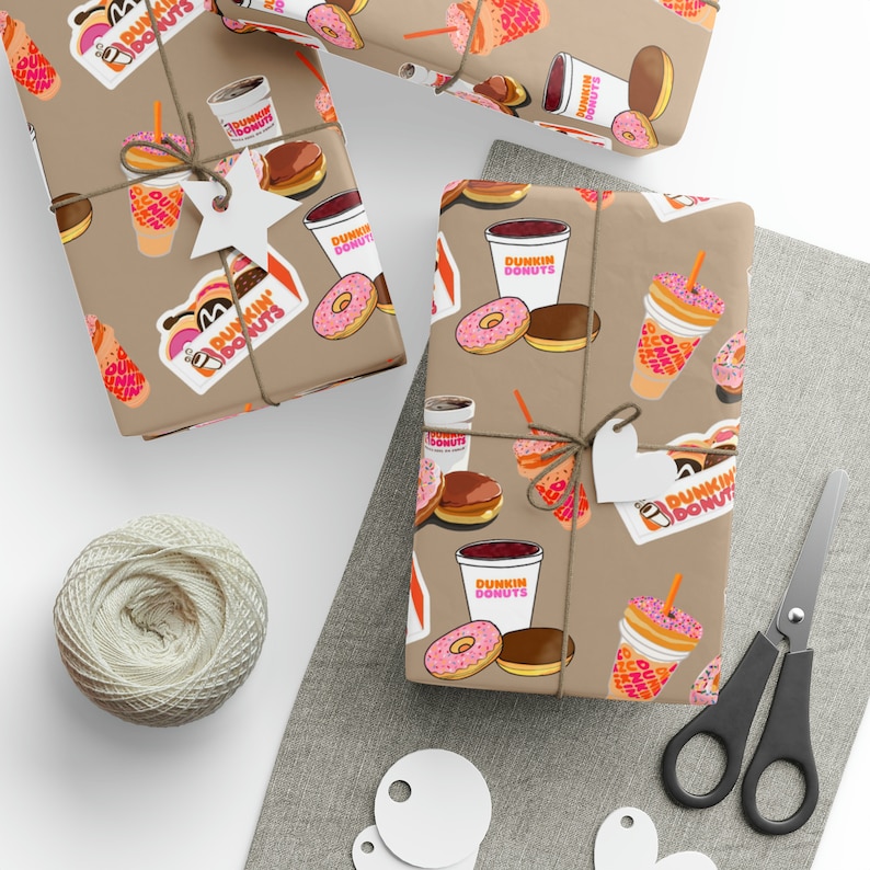 Dunkin Donuts Wrapping Paper, Running on Dunkin, Iced Coffee Gift Wrap - Etsy