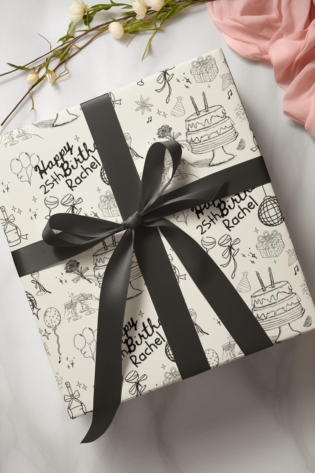 Birthday Wrapping Papers, Personalized Gift Wrap for Any Age, Champagne ...