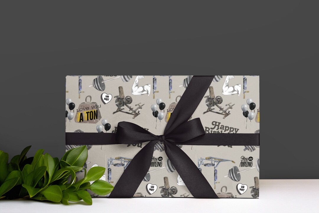 Wrapping Paper, Gym Lover Birthday Giftwrap, Athletic Present, Muscle ...