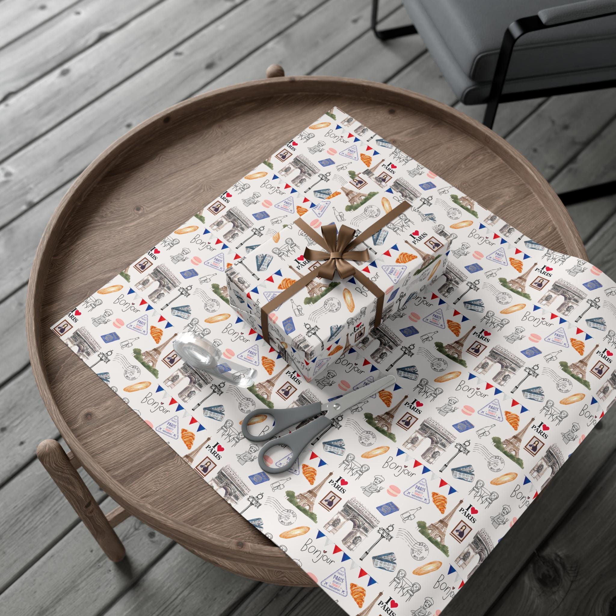 Wrapping Paper, Paris Theme Custom Giftwrap, Eiffel Tower Design, Paris ...