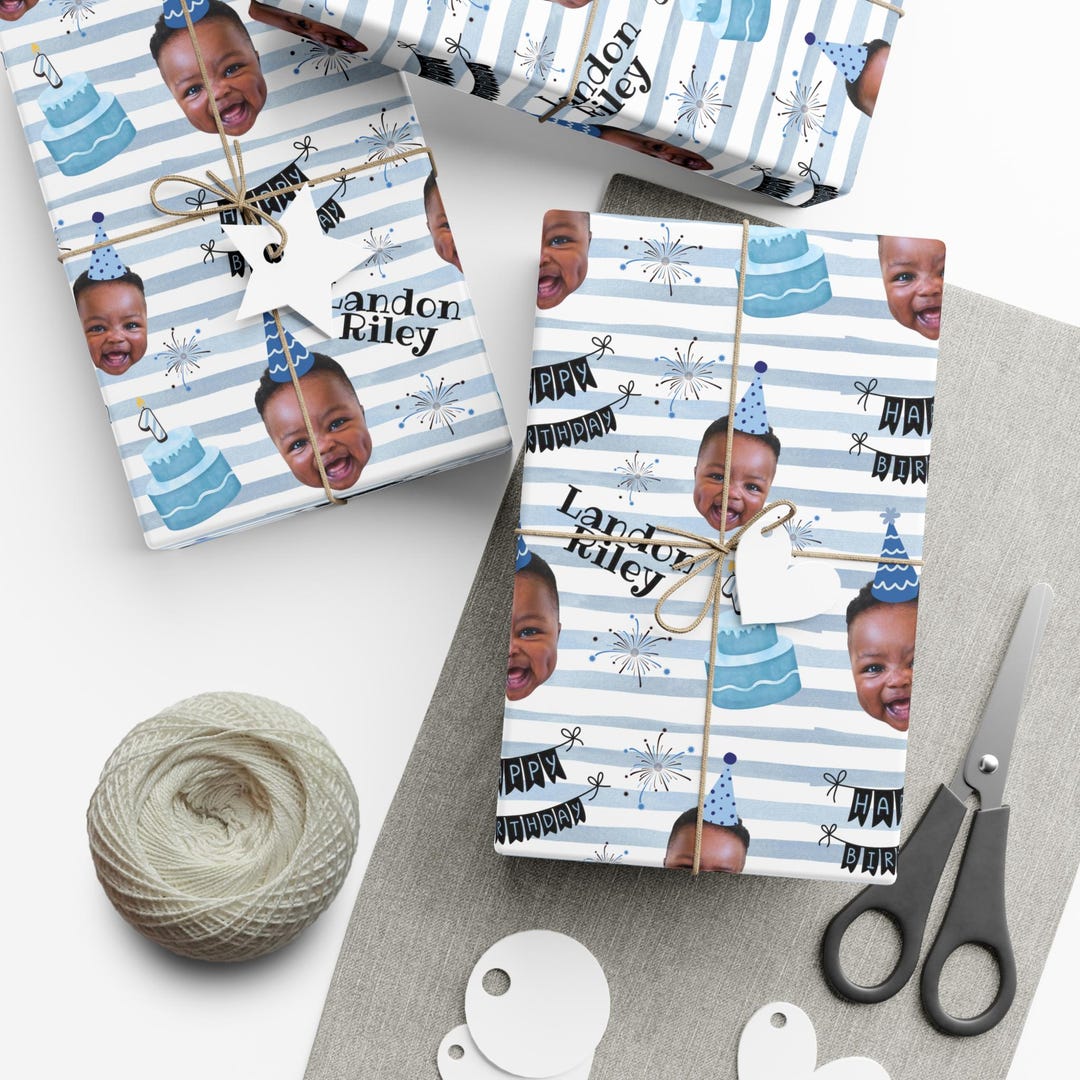 1st Birthday Gift, 2nd Birthday, Funny Baby Head Personalized Wrapping ...