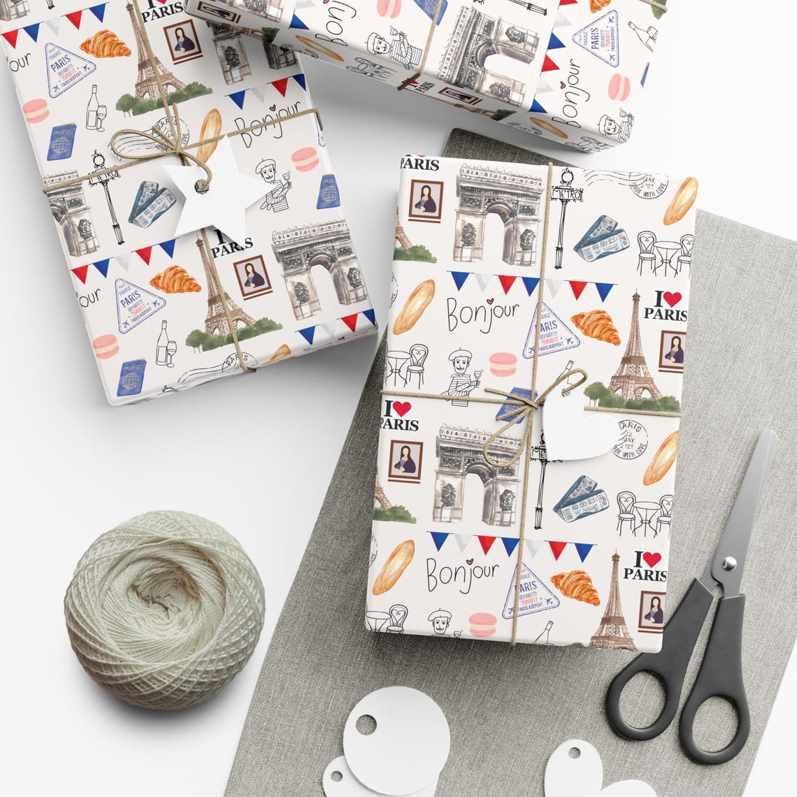 Wrapping Paper, Paris Theme Custom Giftwrap, Eiffel Tower Design, Paris ...