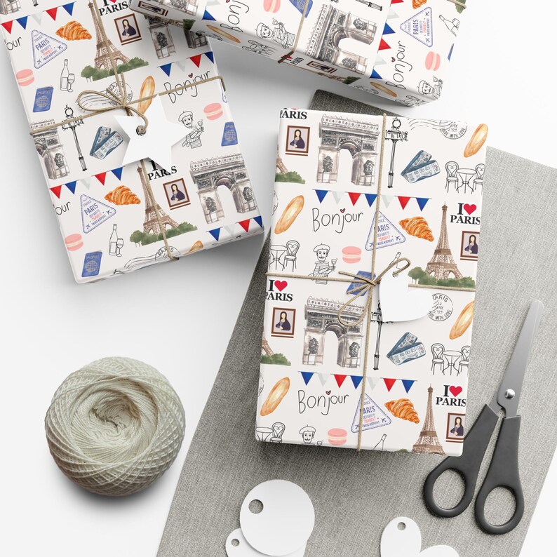 Wrapping Paper, Paris Theme Custom Giftwrap, Eiffel Tower Design, Paris ...