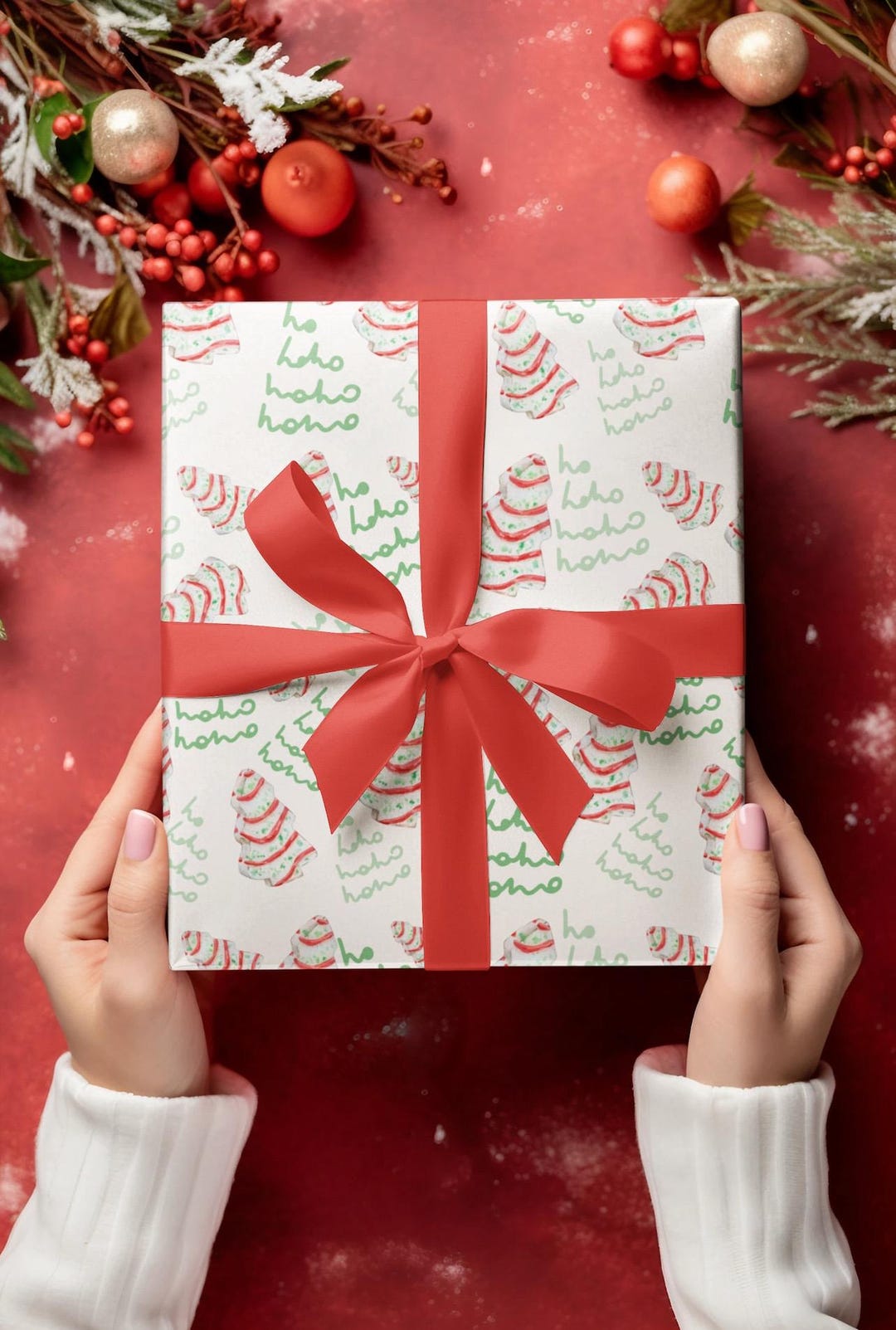 Little Debbie Christmas Tree Cake Gift Wrap, Christmas Tree Cake ...