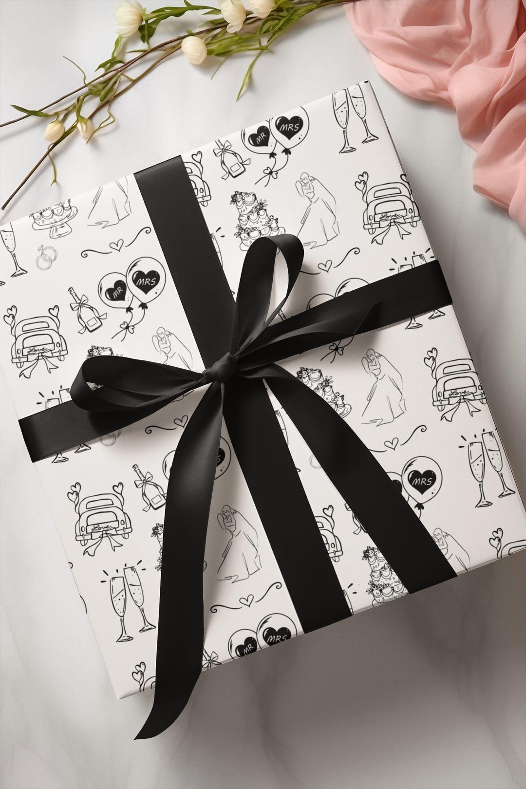 Wrapping Paper, Engagement, Bridal Wedding Gift Wrap, Custom, Classy ...