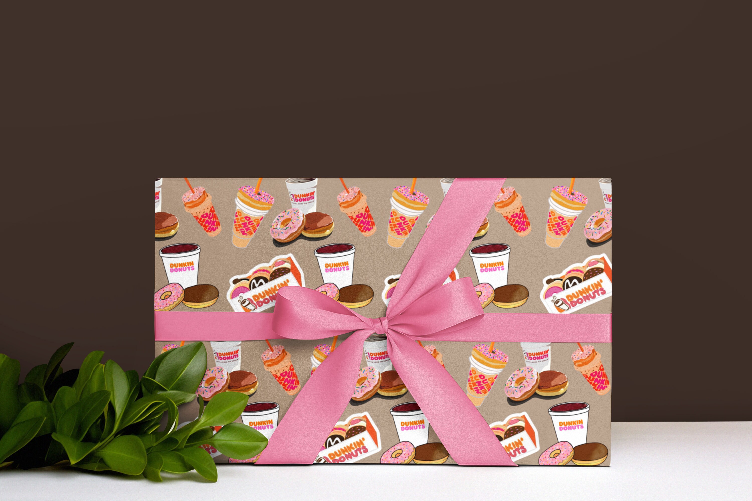 Dunkin Donuts Wrapping Paper, Running on Dunkin, Iced Coffee Gift Wrap ...