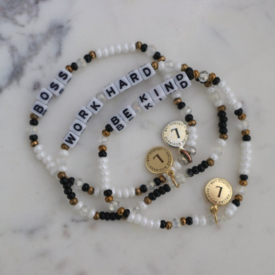 Boss, Work Hard, Be Kind Beaded Letter Bracelet - Etsy