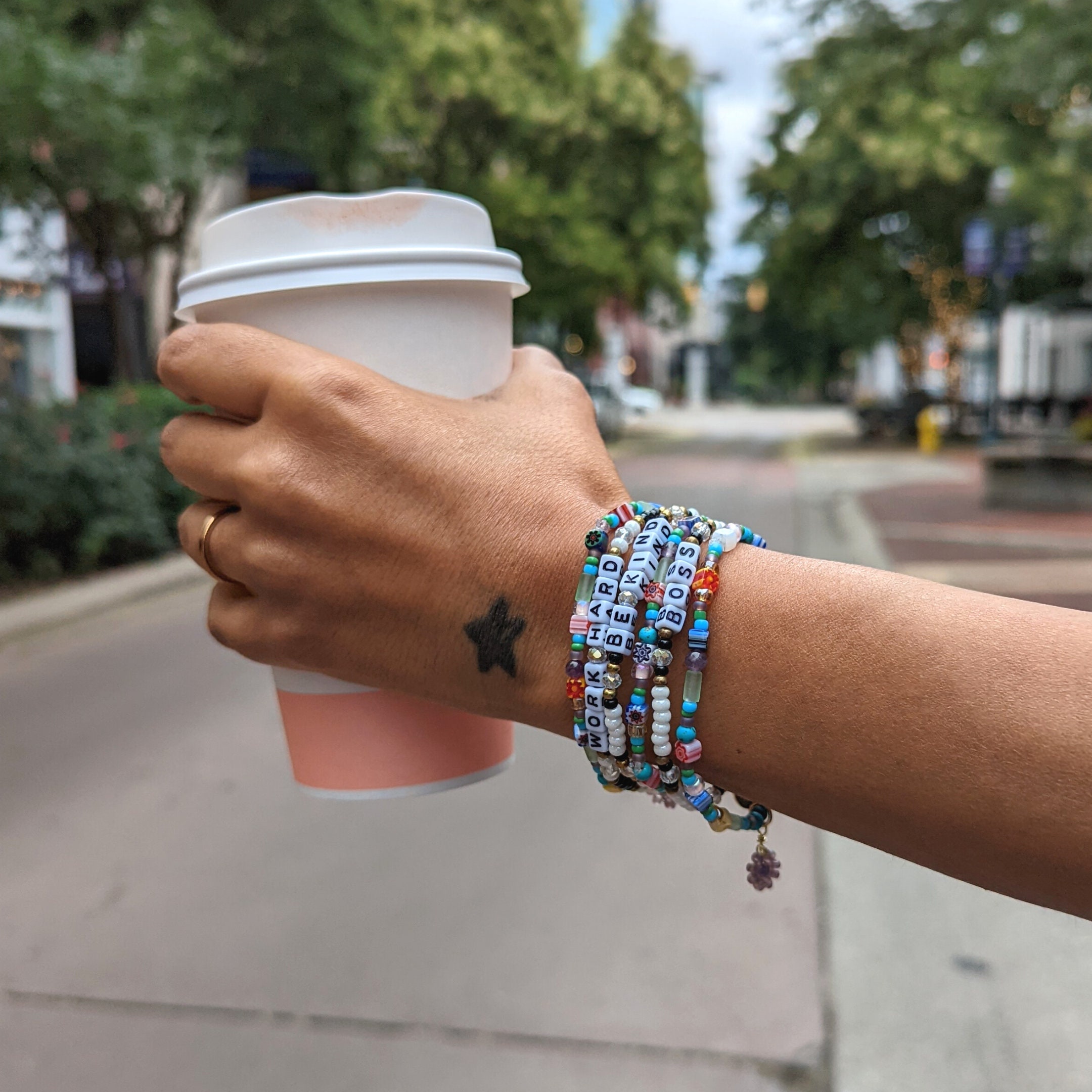 Boss, Work Hard, Be Kind Beaded Letter Bracelet - Etsy