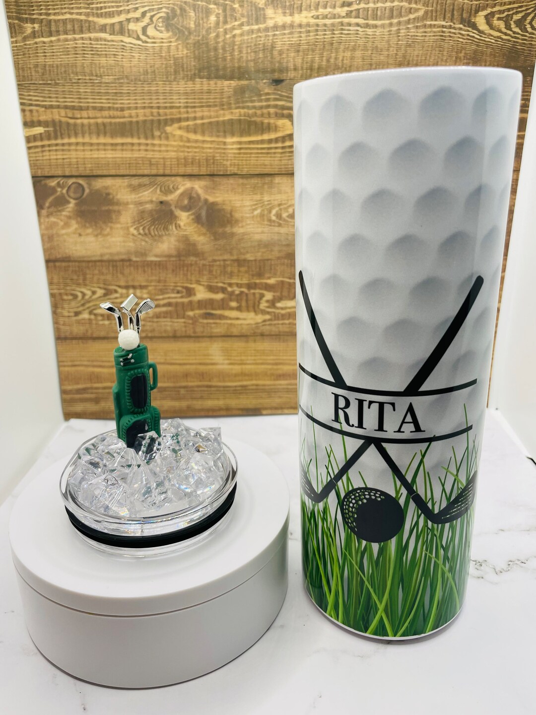 Golf Tumbler Topper Mini Bag Clubs Resin Ice Cup Accessory Golfer Gift ...
