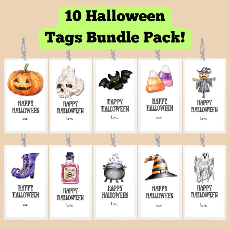 Editable Cute Halloween Gift Tag Bundle of 10 Trick or Treat Goody Bag ...