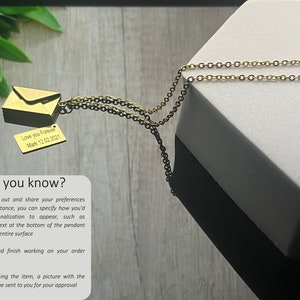 Envelope Necklace Envelope Pendant Secret Message Hidden Message ...