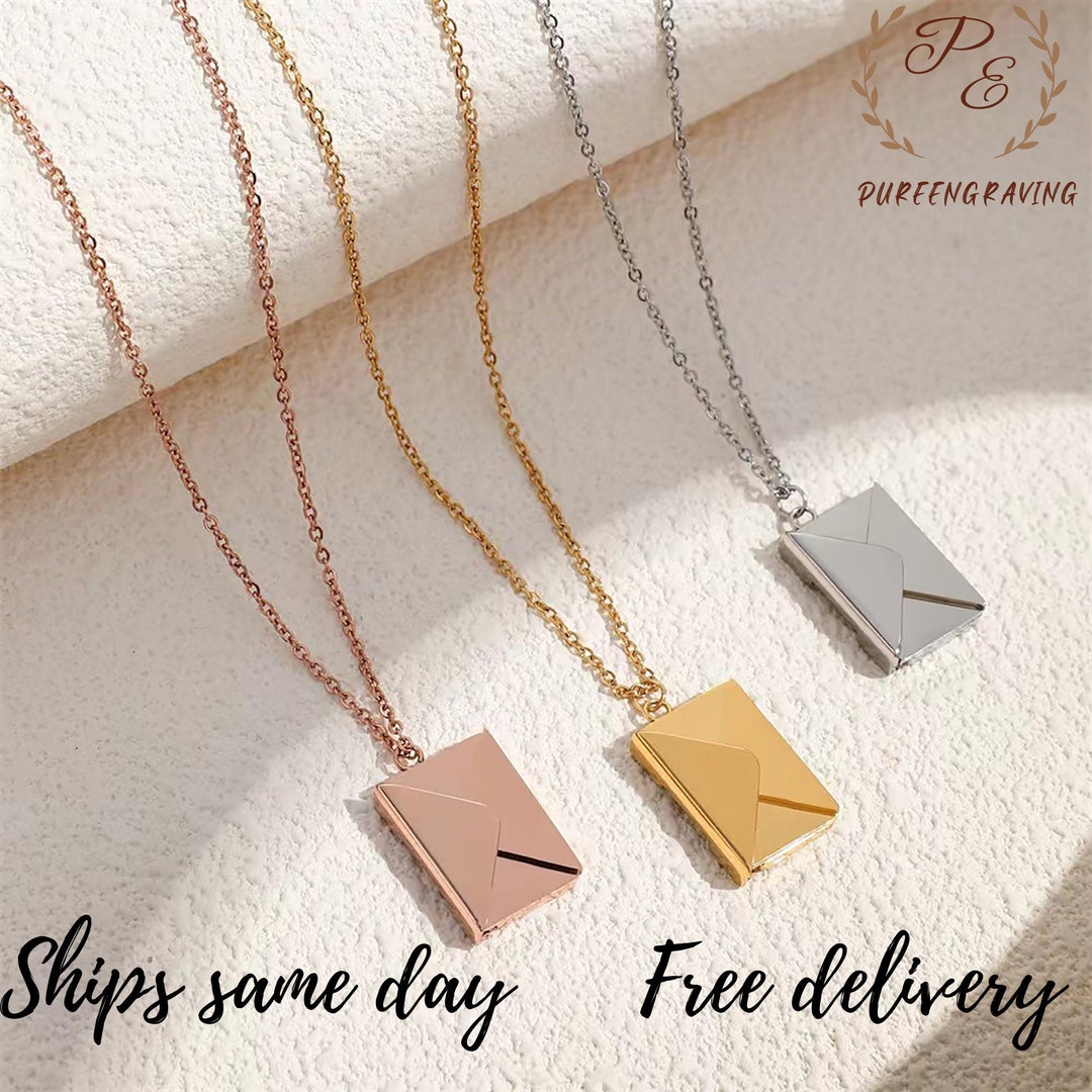 Envelope Necklace Envelope Pendant Secret Message Hidden - Etsy