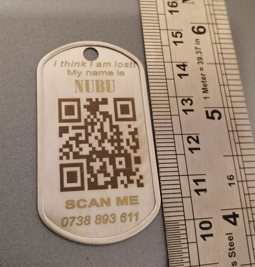 QR Code Dog Tag Personalized Dog Tag Custom Engraved Dog - Etsy